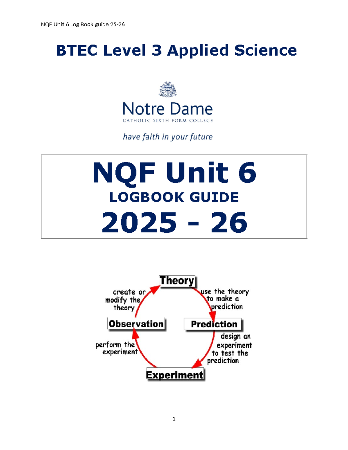 NQF Unit 6 Logbook Guide for BTEC Level 3 Applied Science 2025-26 - Studocu