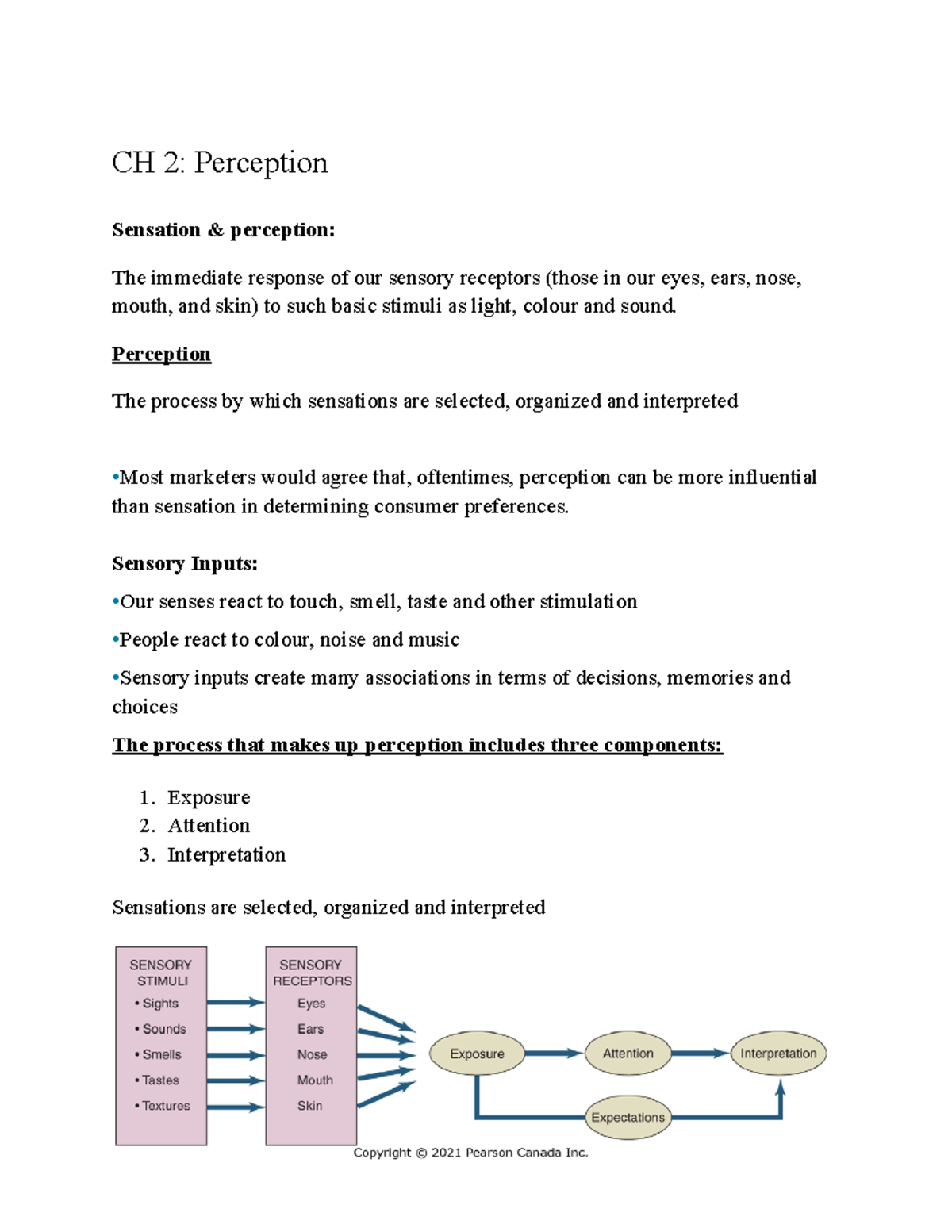 Consumer Behaviour CH2 - CH 2: Perception Sensation & perception: The ...