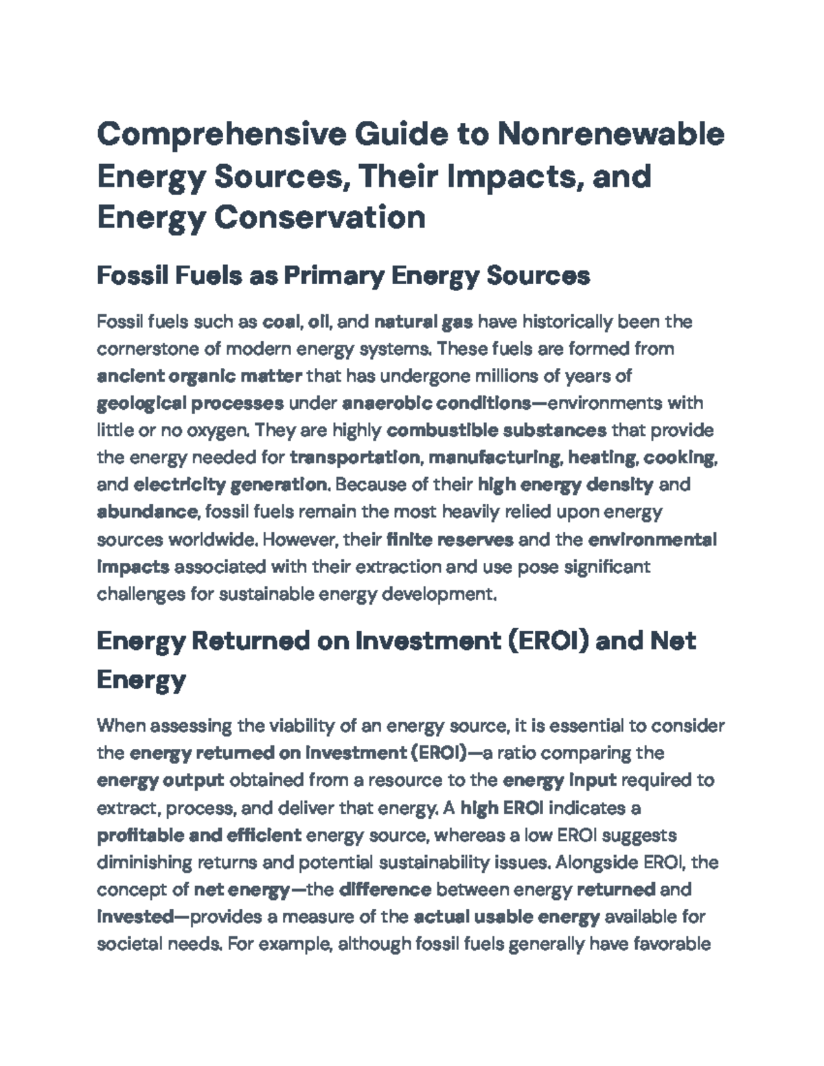 Comprehensive Overview of Nonrenewable Energy Sources & Conservation ...