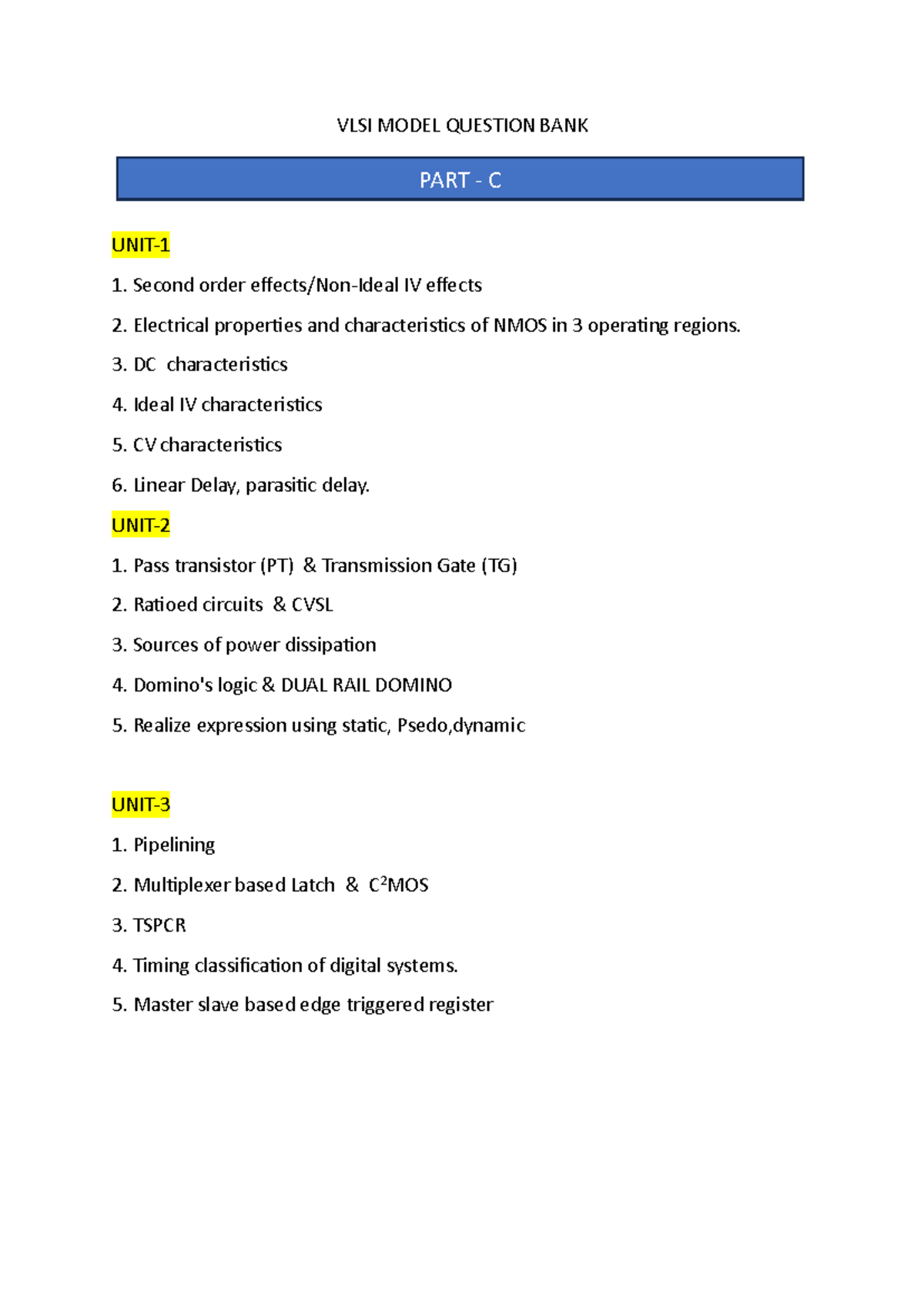 VLSI Model QB 24-25 - VLSI Design QB - VLSI MODEL QUESTION BANK UNIT- 1 ...