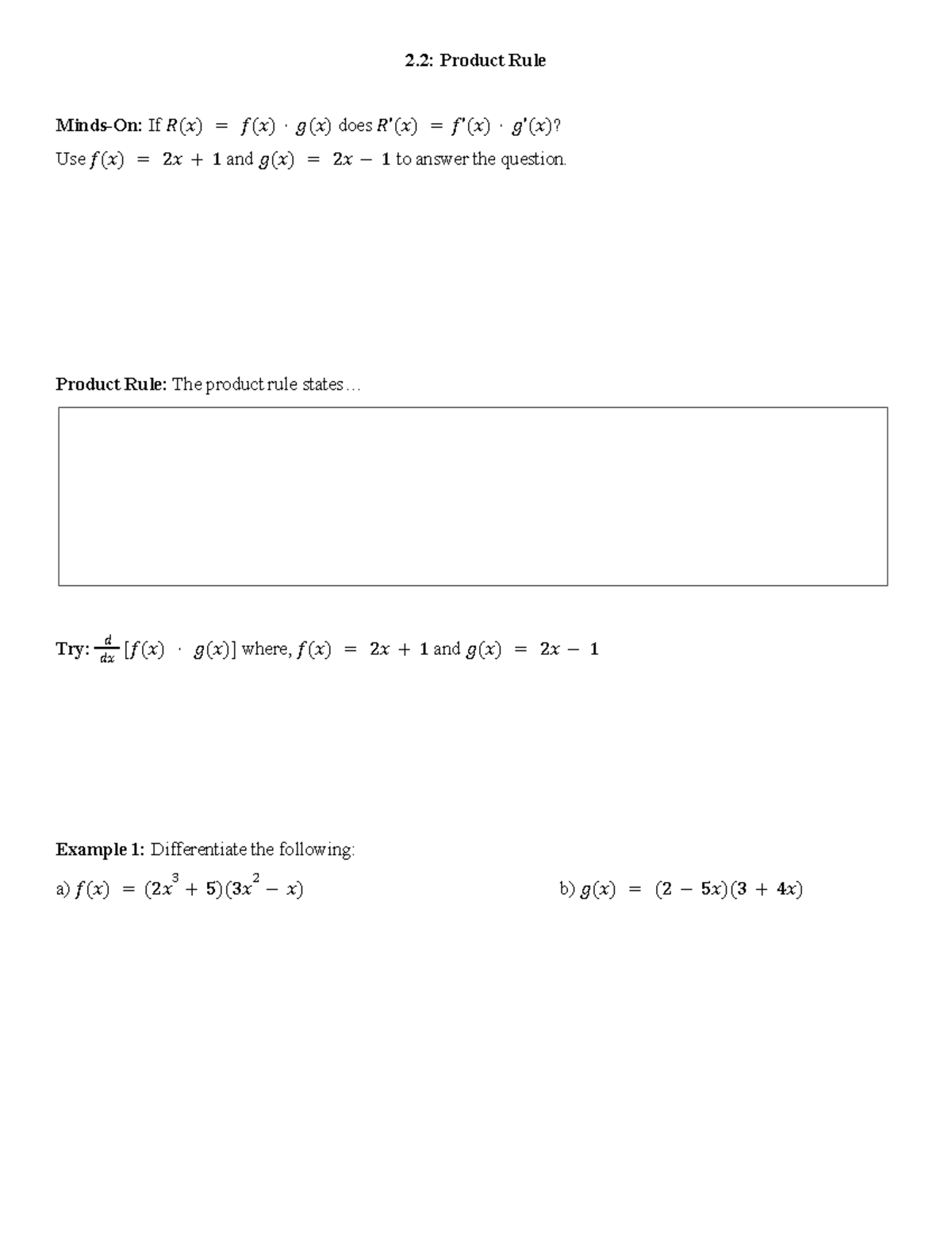 2.2: Product Rule - Differentiation Techniques and Examples - Studocu
