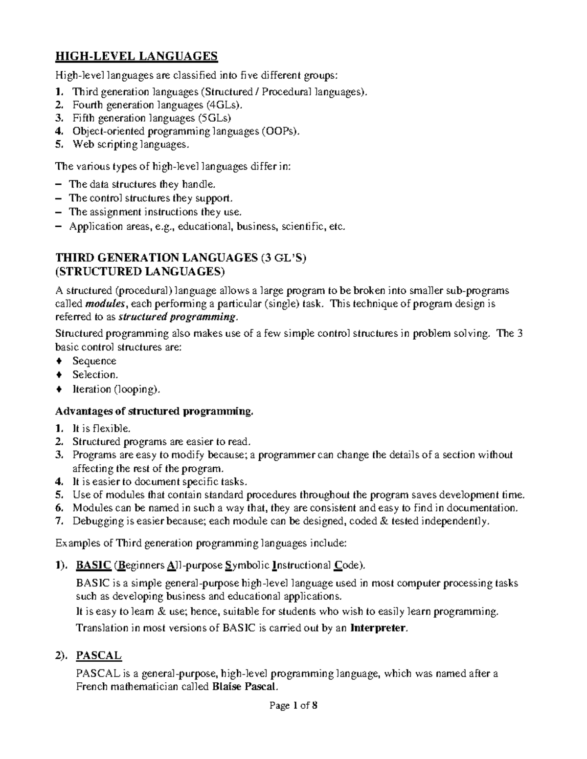 Prog in C Types of HLLs - It about writing a program - HIGH-LEVEL ...