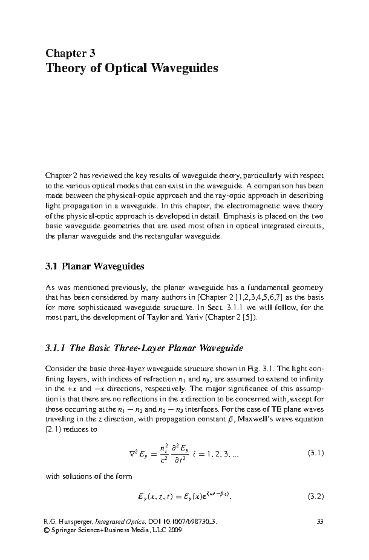 Ch3 - Lecture Notes on Theory of Optical Waveguides - Studocu