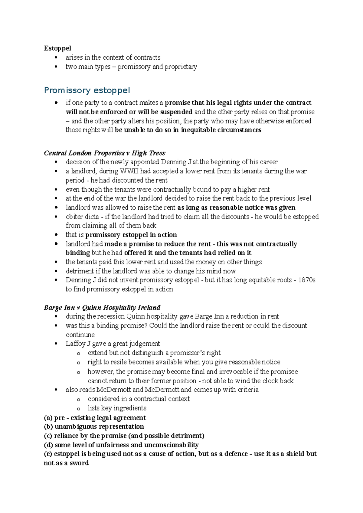 Estoppel Lecture Notes (LAW 101): Promissory & Proprietary Insights ...
