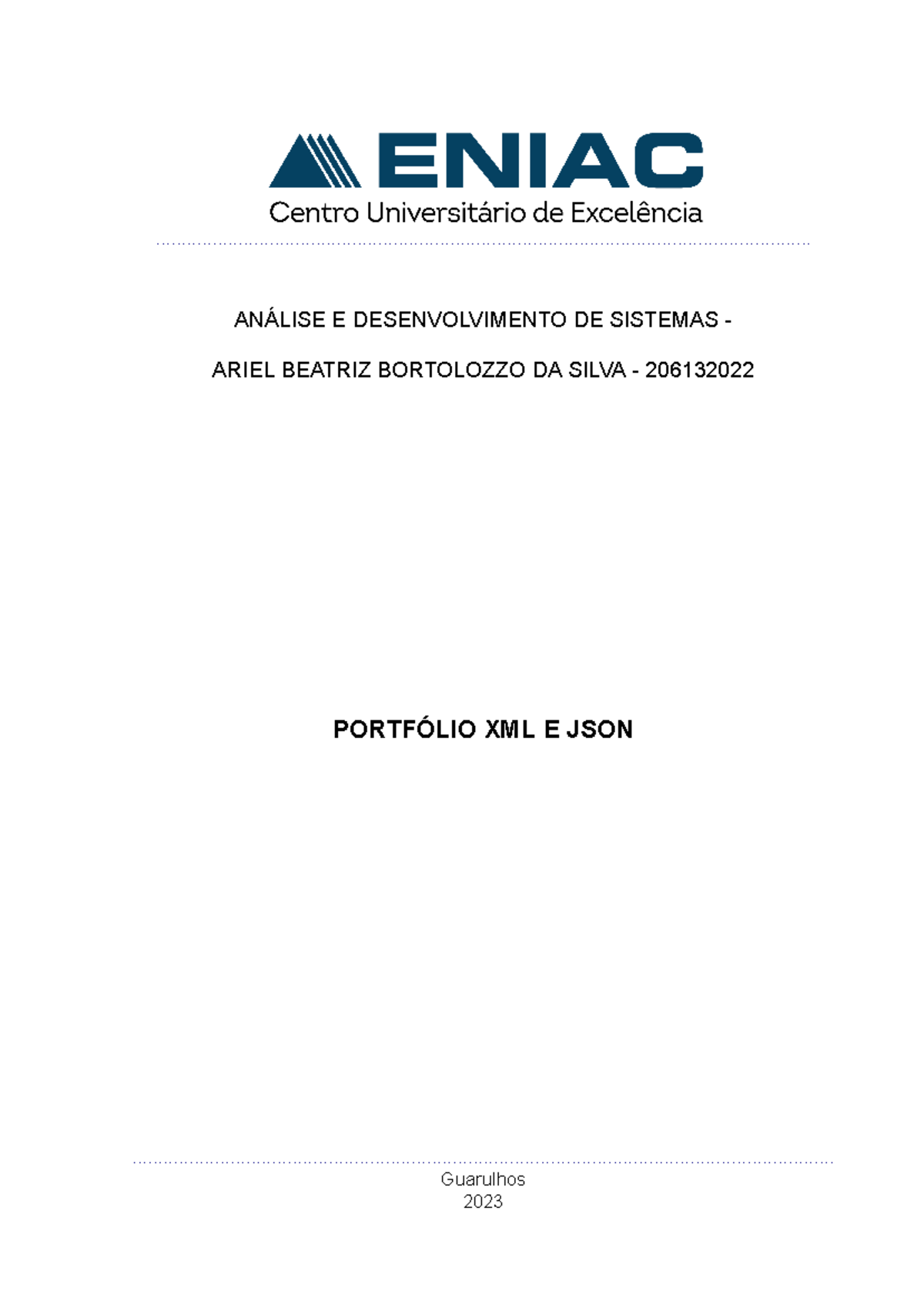 Portfólio - XML, JSON e AJAX - - Studocu