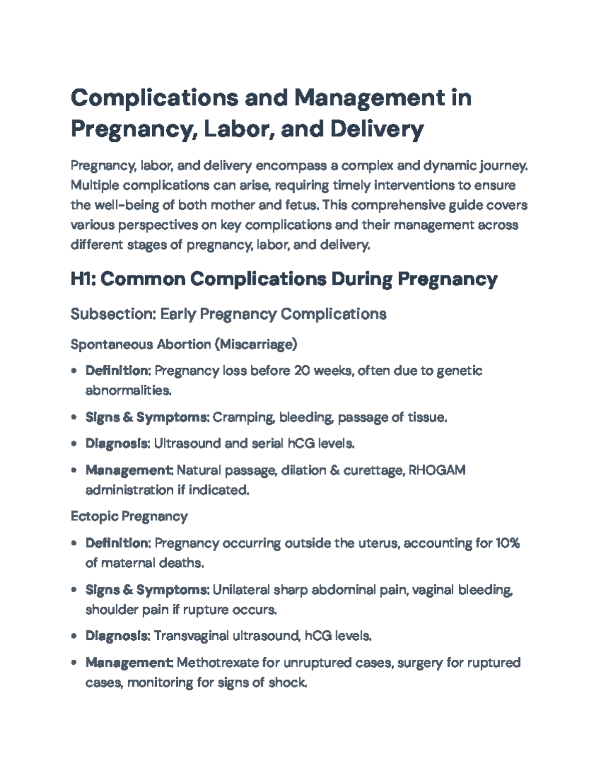 Complications and Management During Pregnancy, Labor, and Delivery ...