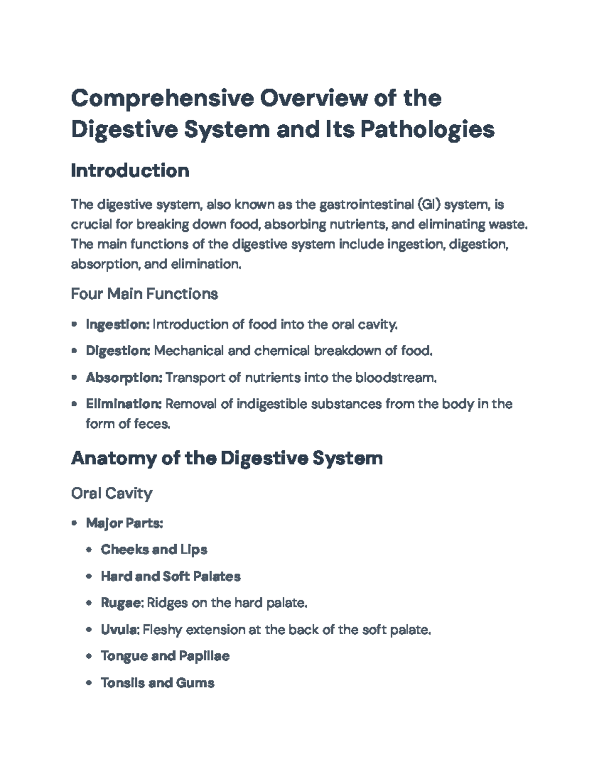 Comprehensive Overview of Digestive System Pathologies and Functions ...