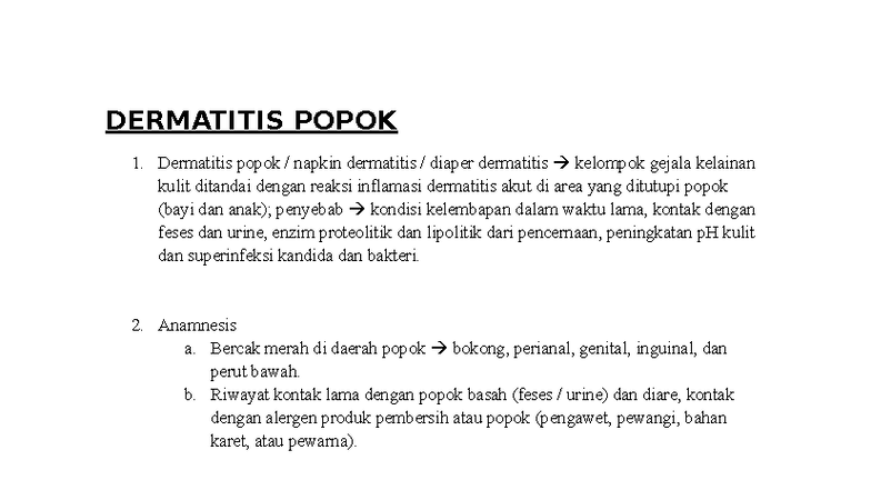 Dermatitis Popok - DERMATITIS POPOK 1. Dermatitis popok / napkin ...