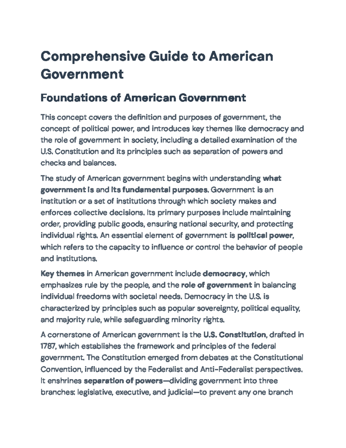 Comprehensive Study of American Government: Foundations & Principles ...