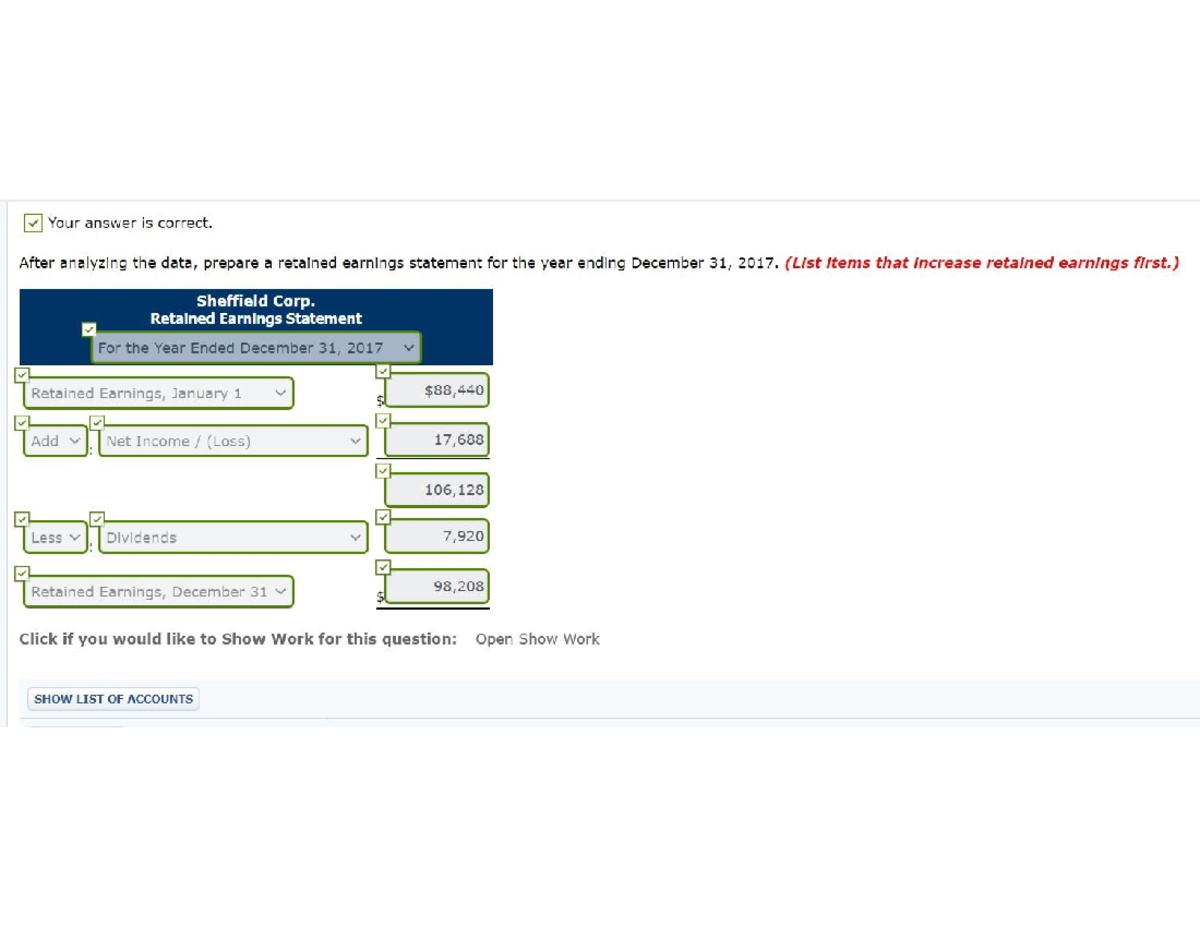 W02 Homework - Ch 1 Part 1 - Your answer is correct. After analyzing the data, prepare a ...