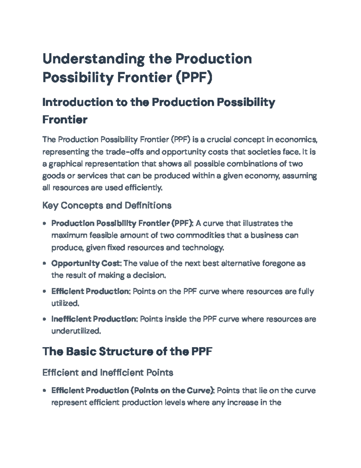 Understanding the PPF in Economics: Key Concepts & Applications - Studocu