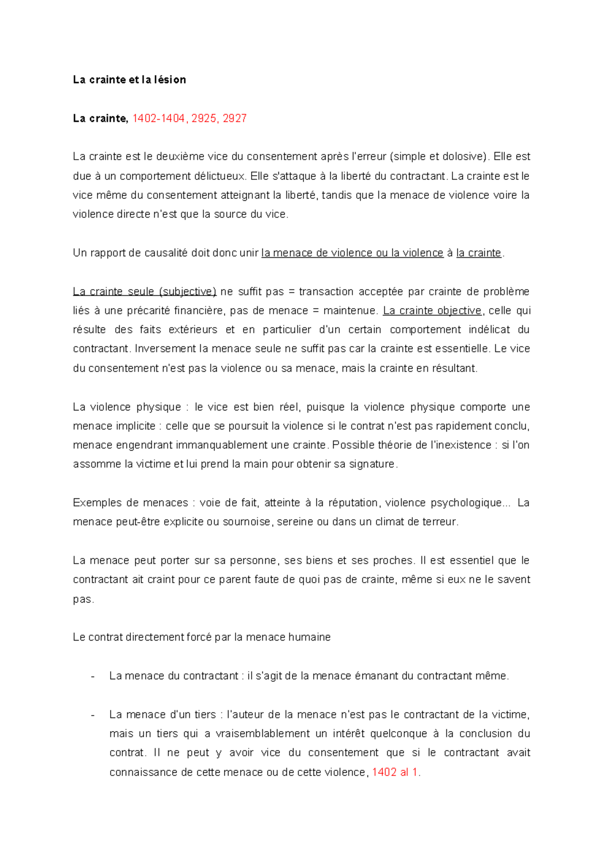 La crainte et la lésion - La crainte et la lésion La crainte, 1402-1404 ...