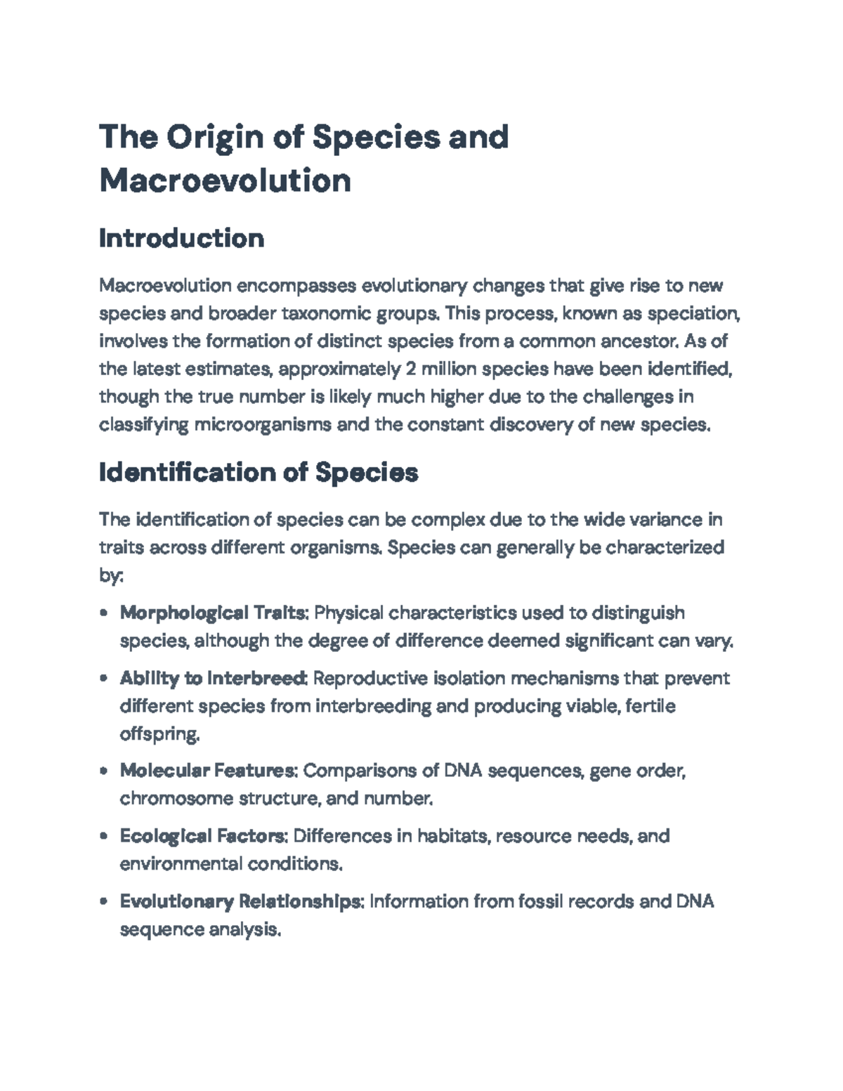 Understanding Macroevolution: Mechanisms of Species Differentiation ...