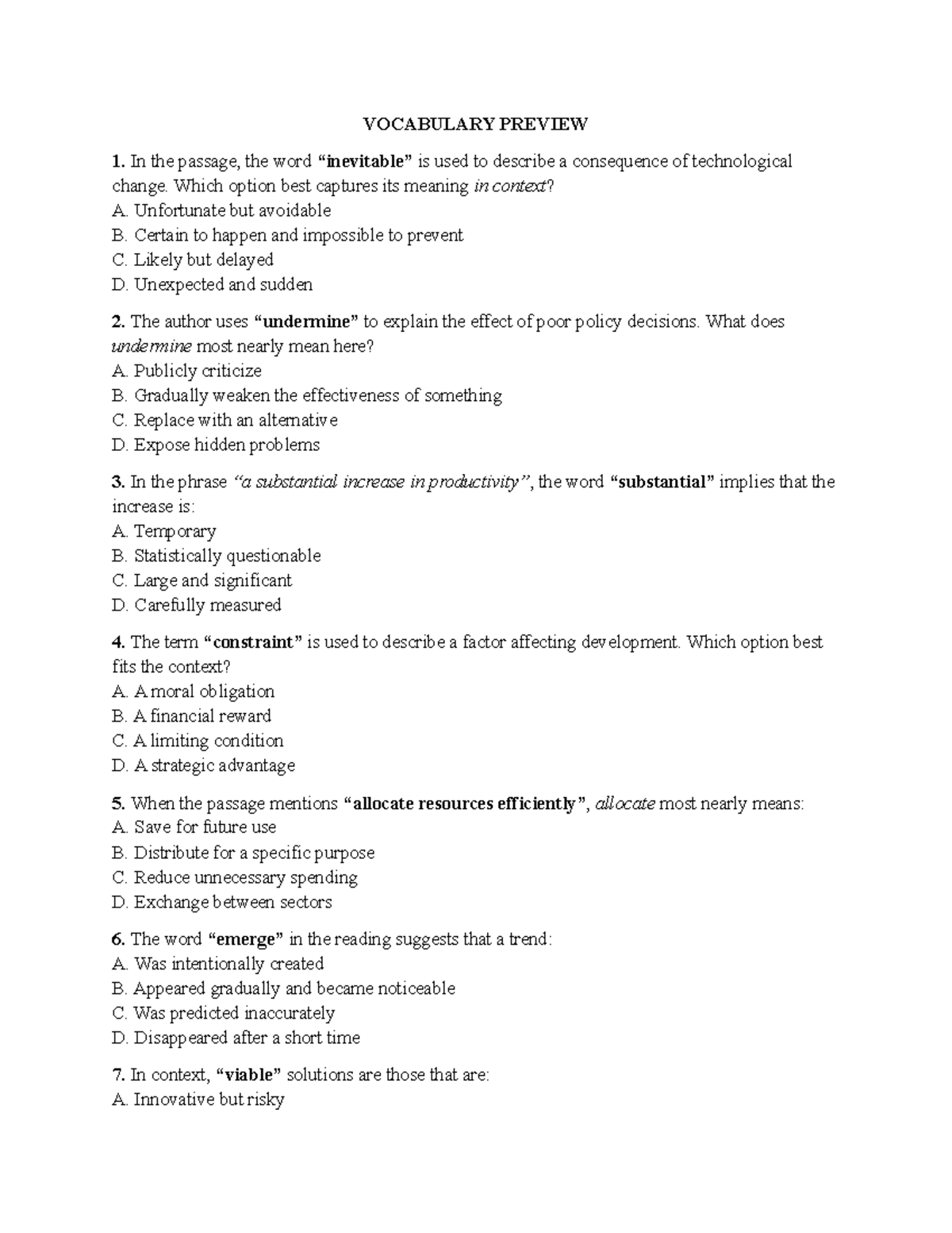 Vocabulary Review Chapter 1: Key Terms and Meanings - Studocu