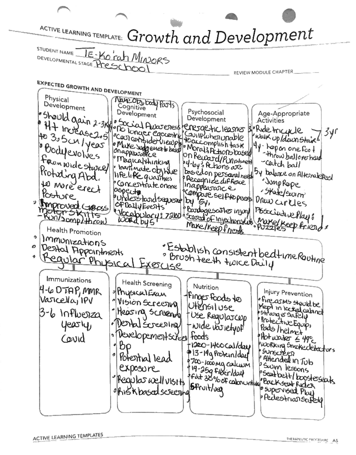 Preschool Growth & Development sheet - ACTIVE LEARNING TEMPLATE: Growth ...