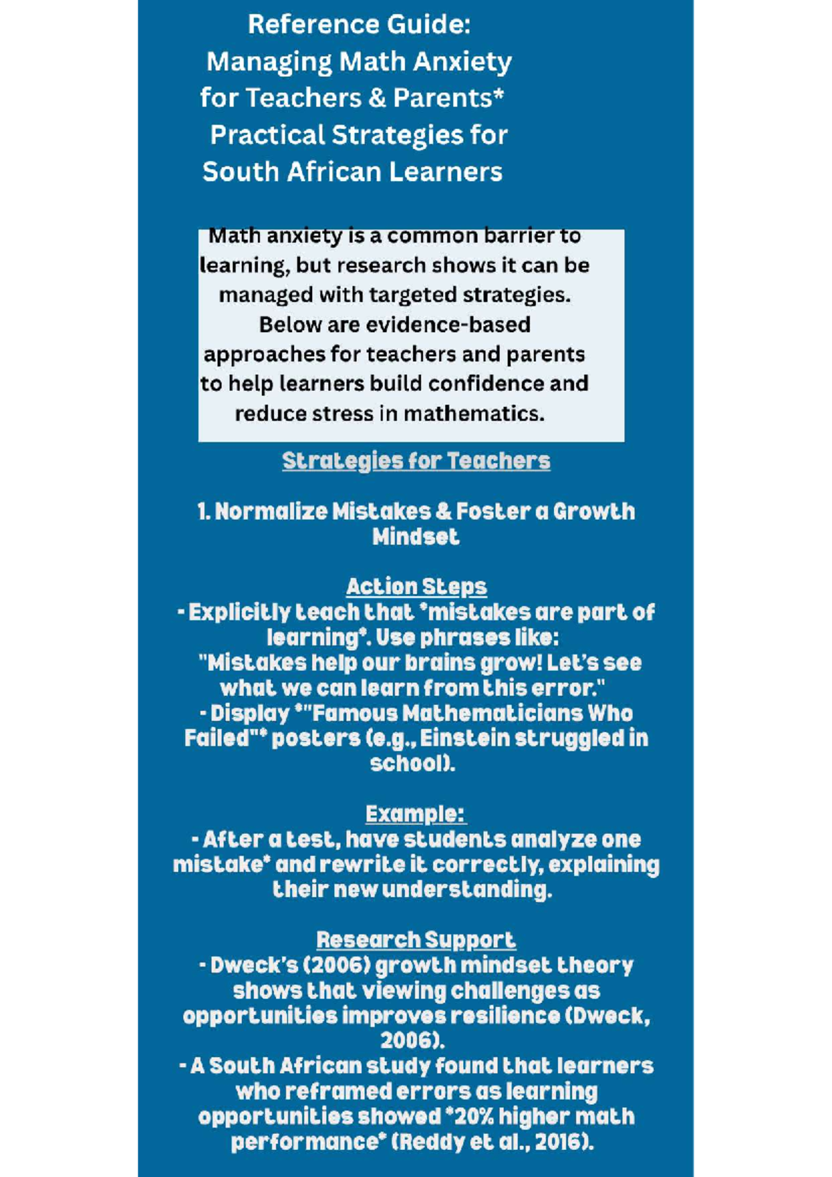 Math Anxiety Management Strategies for Teachers: A Guide for SA ...