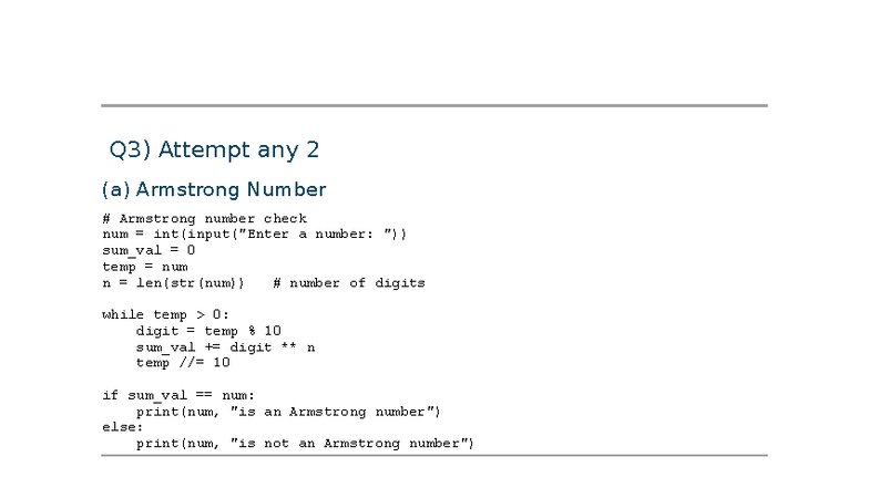 Python Codes: Armstrong Numbers, GCD, and More (CS101) - Studocu