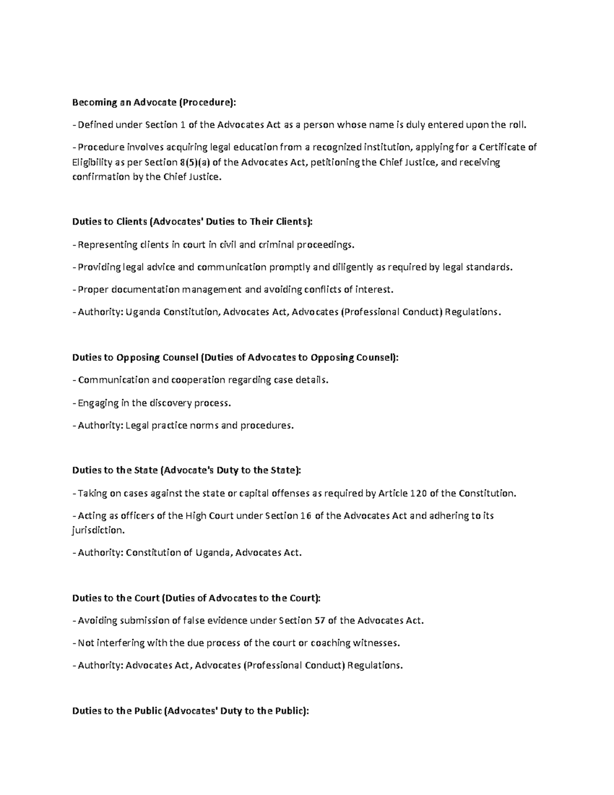 Becoming an Advocate: Roles & Procedures Under the Advocates Act - Studocu