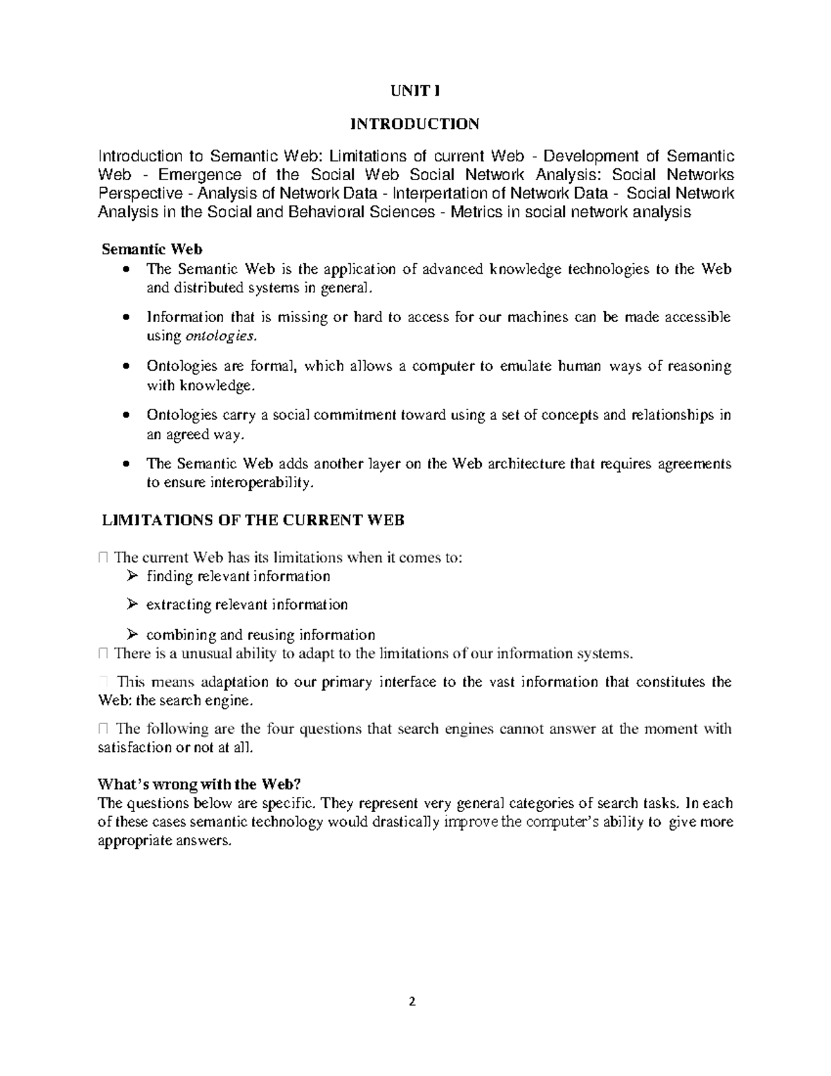 SIT1610 Unit 1: Introduction to Semantic Web & Social Network Analysis - Studocu