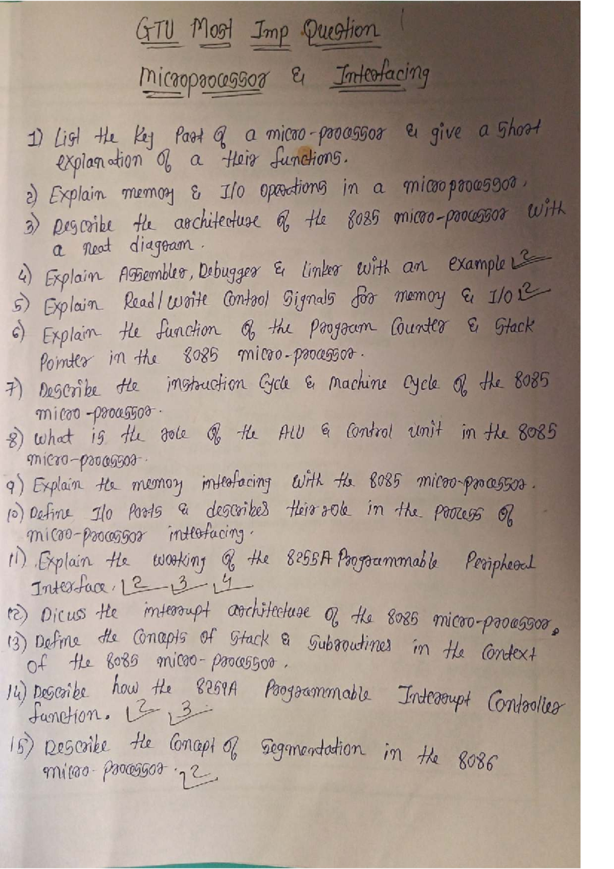 GTU Most Important Questions on Microprocessor E1 Interfacing - Studocu