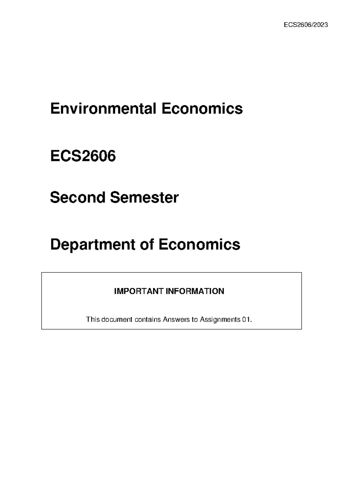 ECS2606 Environmental Economics Oct/Nov 2024 - Exam Paper - Studocu