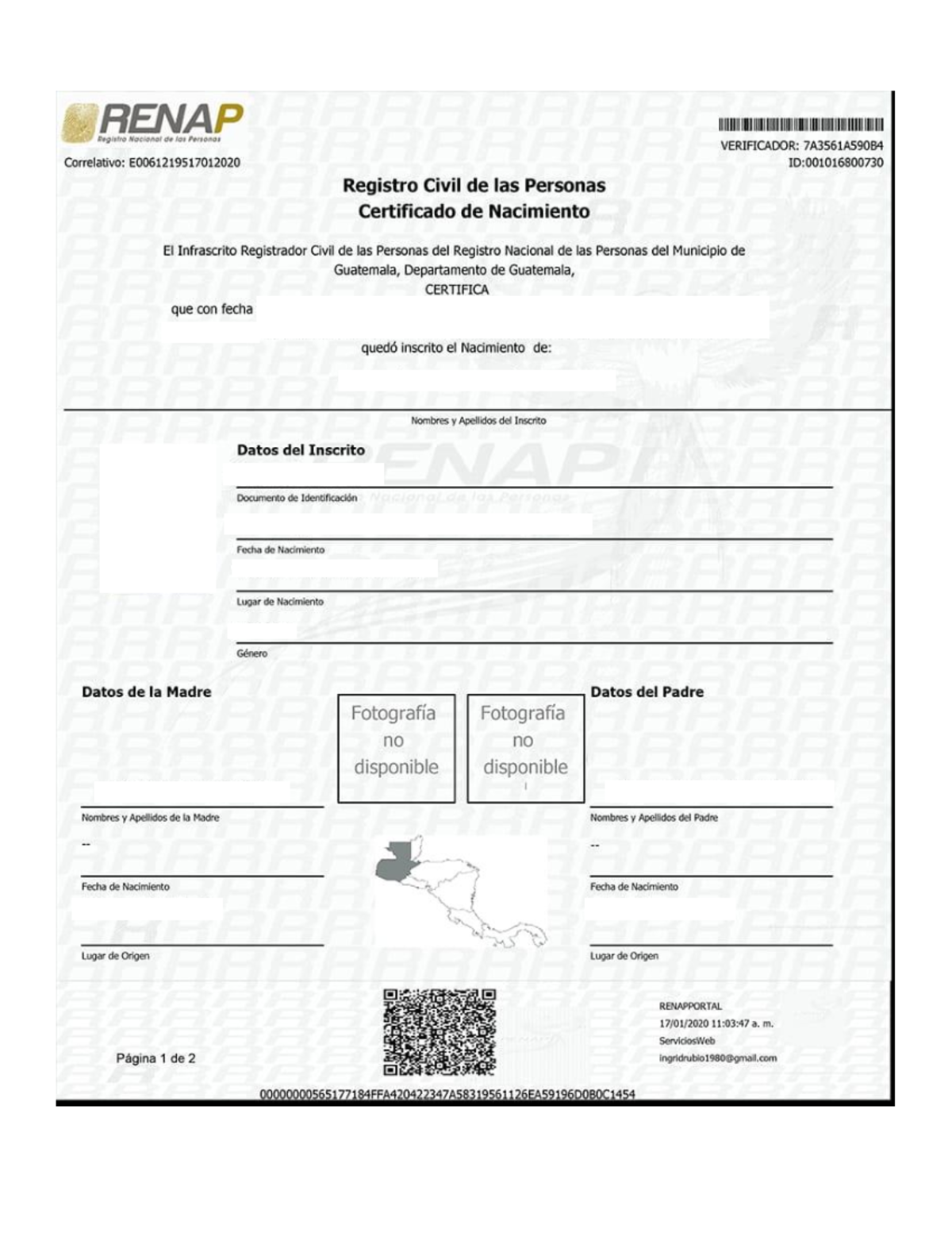 Certificado de Nacimiento: Plantilla y Ejemplo Práctico - Studocu