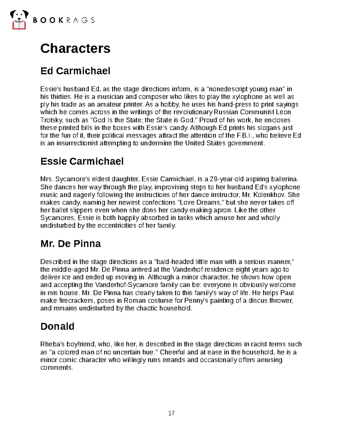You Can't Take It With You: Character Analysis Study Guide - Studocu