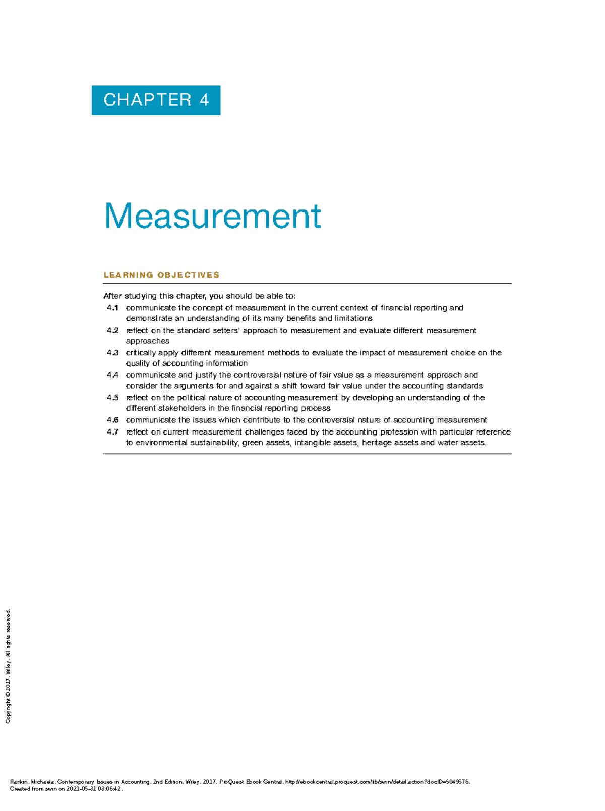 Chapter 4: In-Depth Analysis of Measurement in Accounting (ACC101 ...