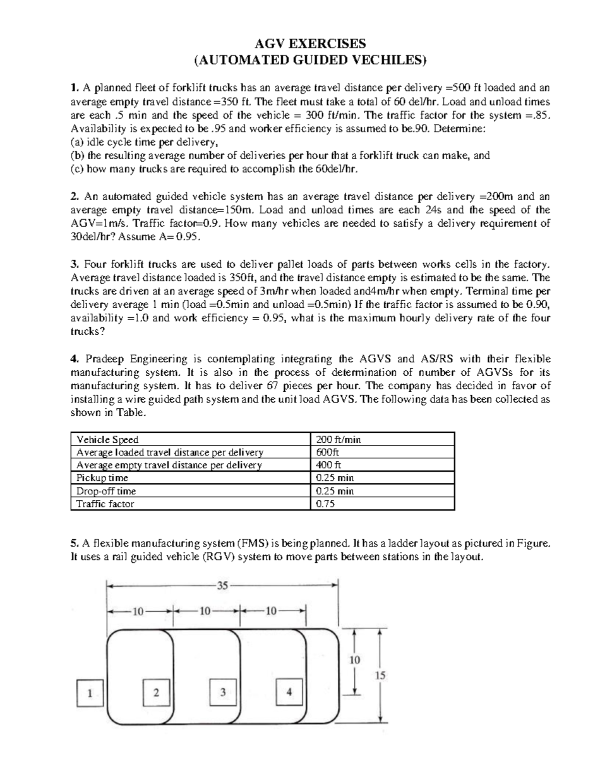 AGV-101 Final Exam Exercises on Automated Guided Vehicles Analysis ...