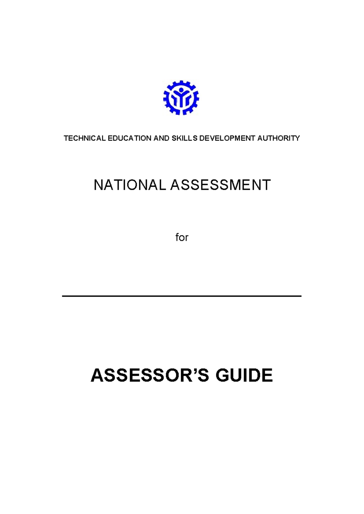 TESDA National Assessment Guide for Competency Certification - Studocu