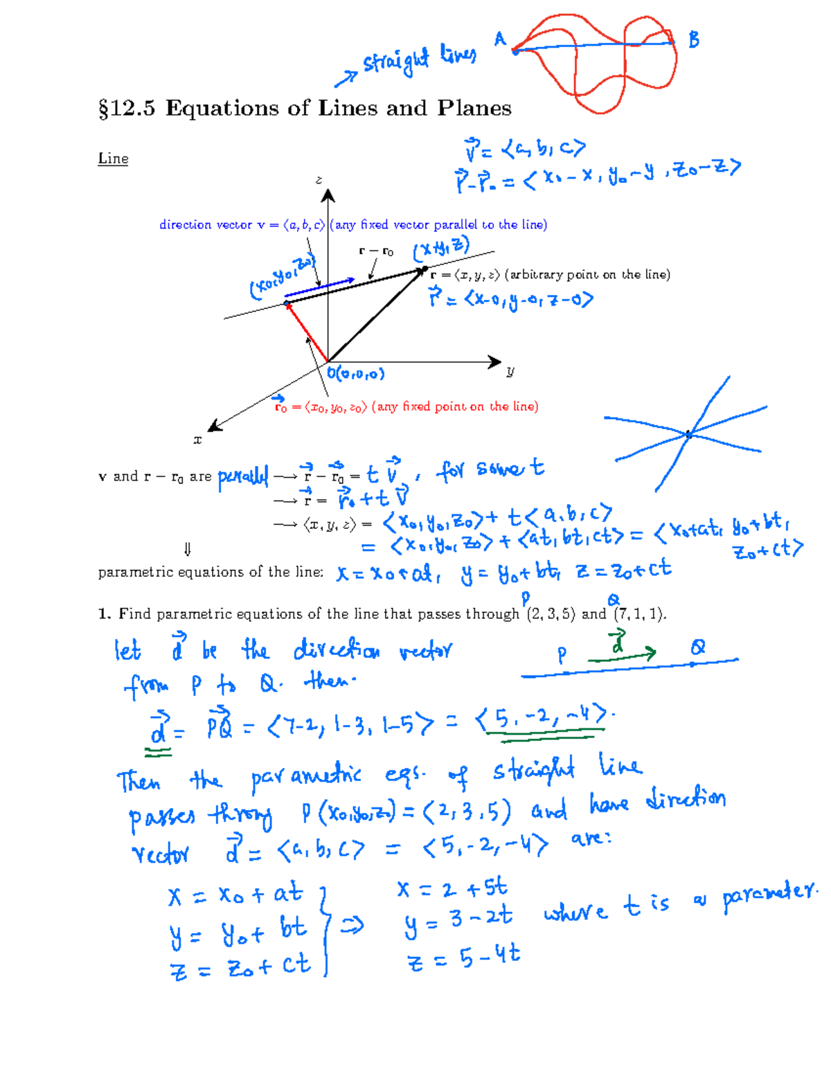 Equations of Lines and Planes: Analysis and Applications (MATH 101 ...