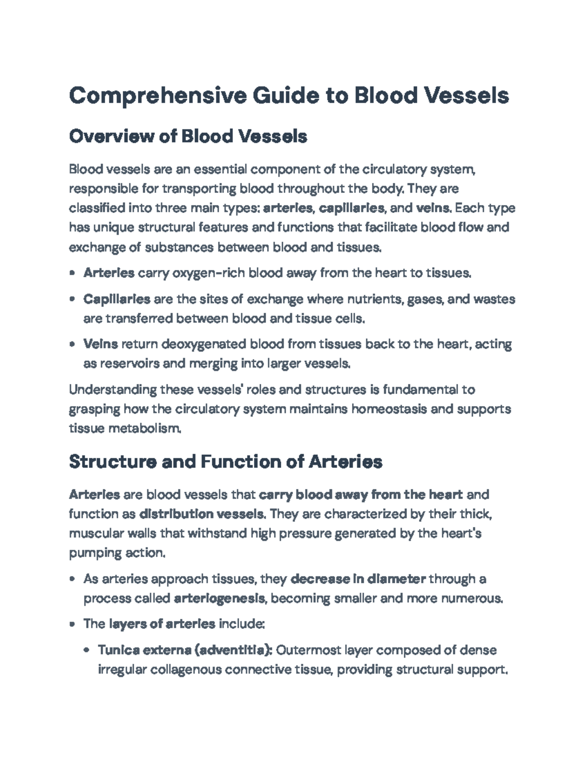 Comprehensive Guide to Blood Vessels: Structure & Functions in ...