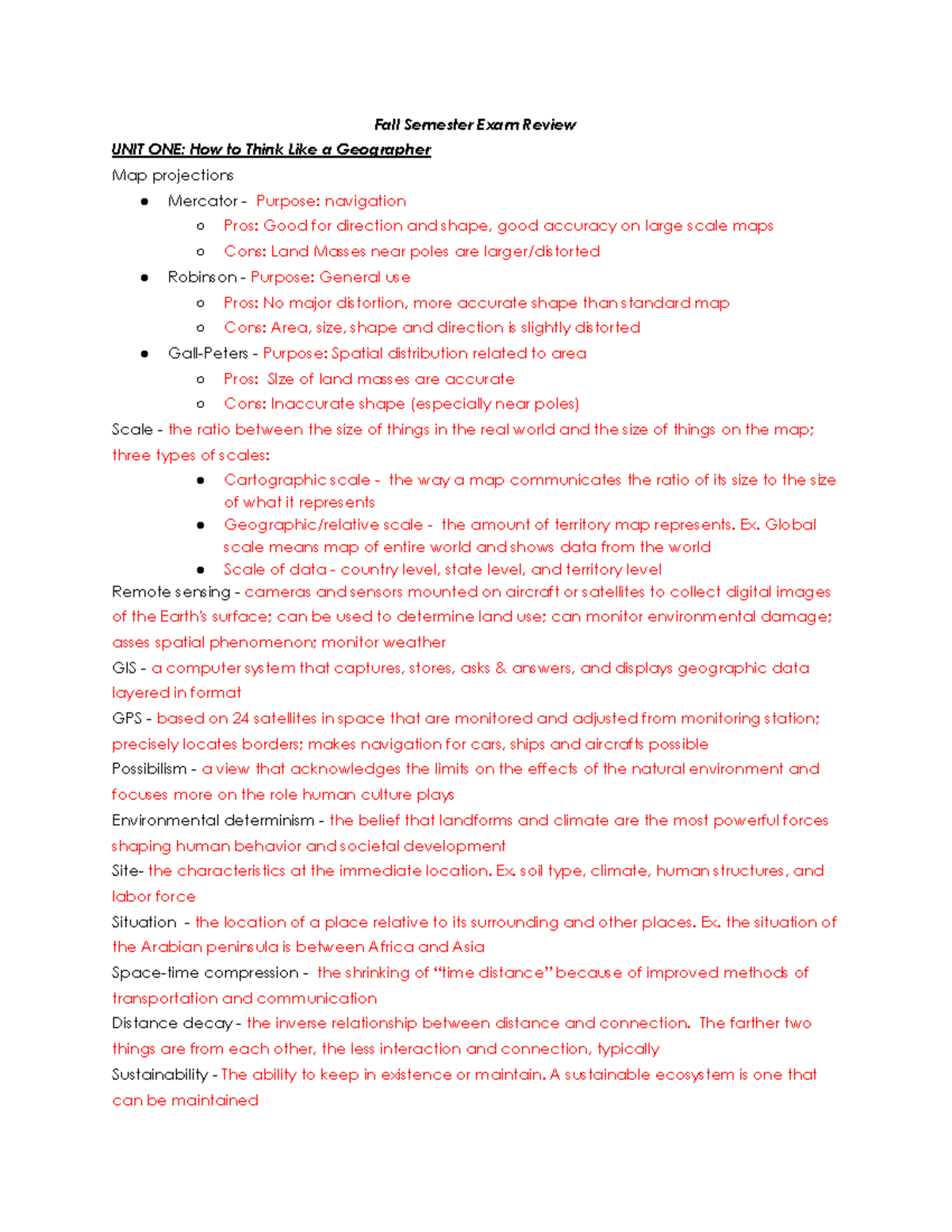 GEOG 101: Fall Semester Final Exam Review Notes and Key Concepts - Studocu