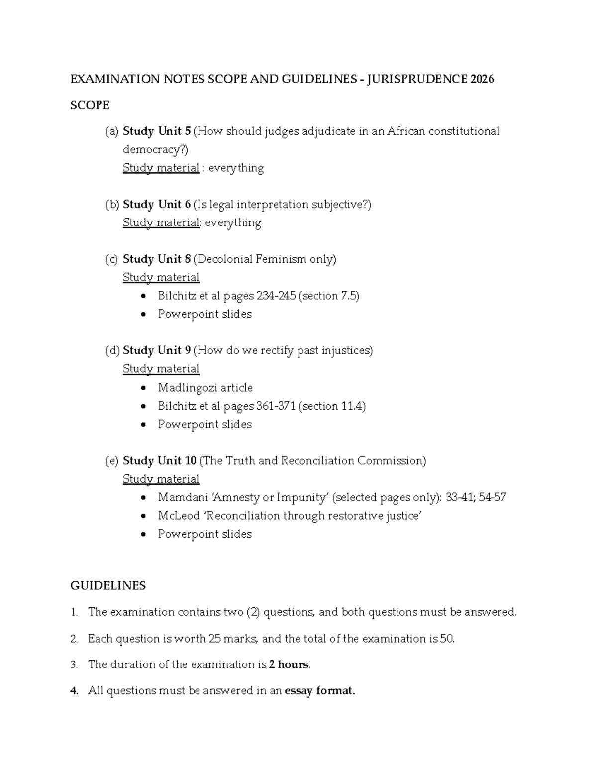 Examination Notes: Jurisprudence 2026 Guidelines - Studocu