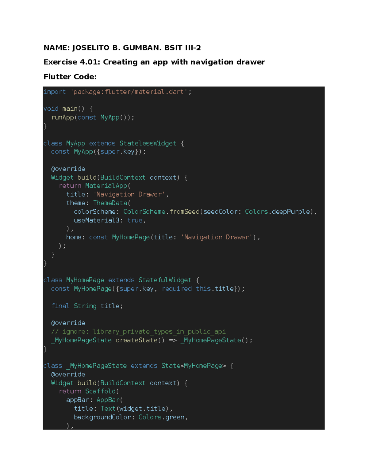 Exercise 4 - Building App Navigation - NAME: JOSELITO B. GUMBAN. BSIT ...
