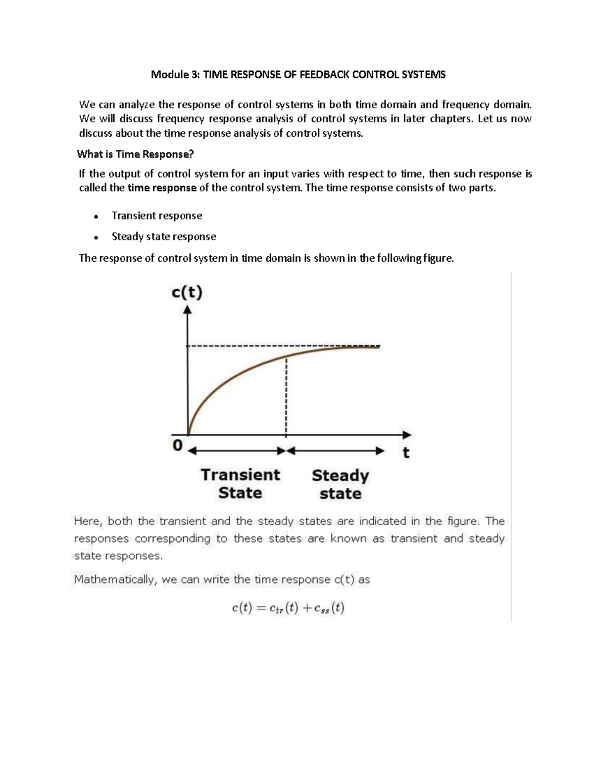 Module 3: Time Response Analysis of Feedback Control Systems - Studocu