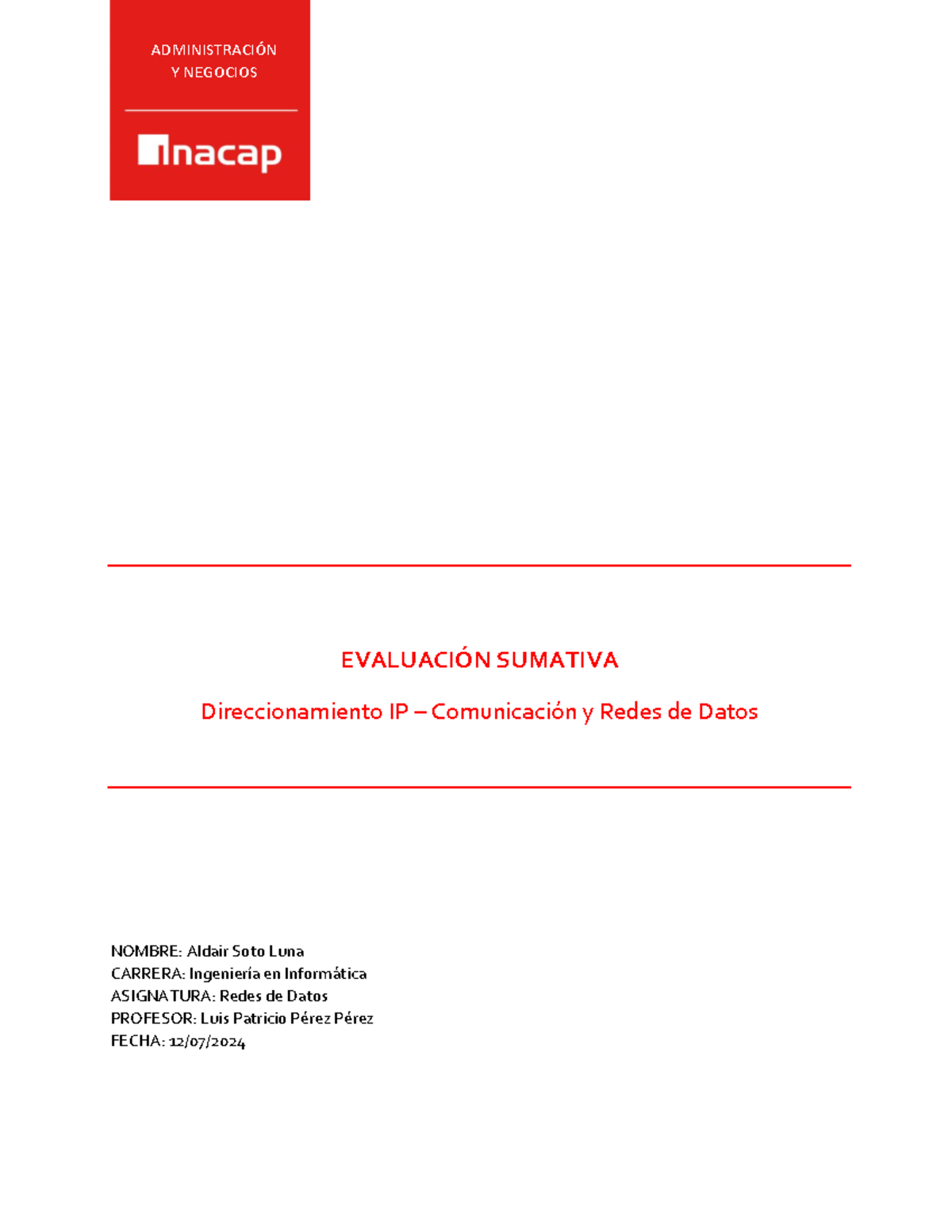 ES7 U3 Evaluación Sumativa: Configuración de Redes IPv4 e IPv6 - Studocu
