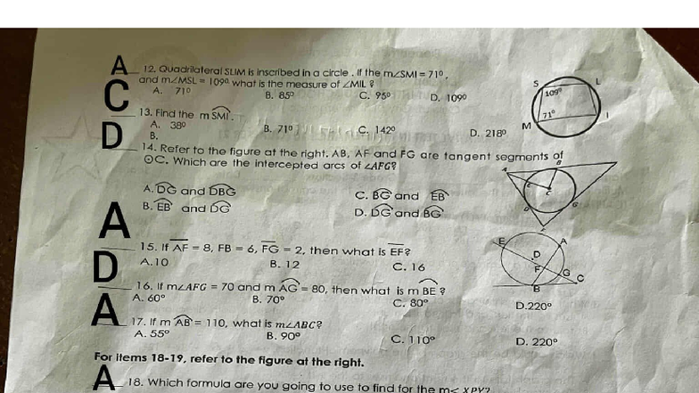 Math 12: Circular Geometry Problems and Solutions - Studocu