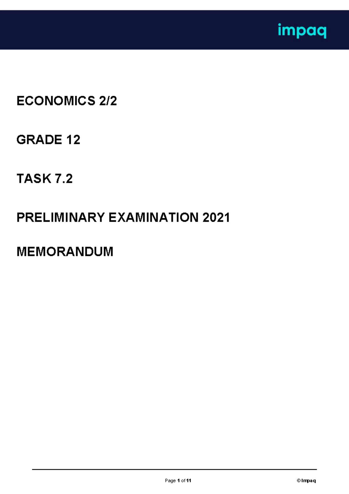 ECONOMICS GRADE 12 PRELIMINARY EXAM 2021 MEMORANDUM - Studocu