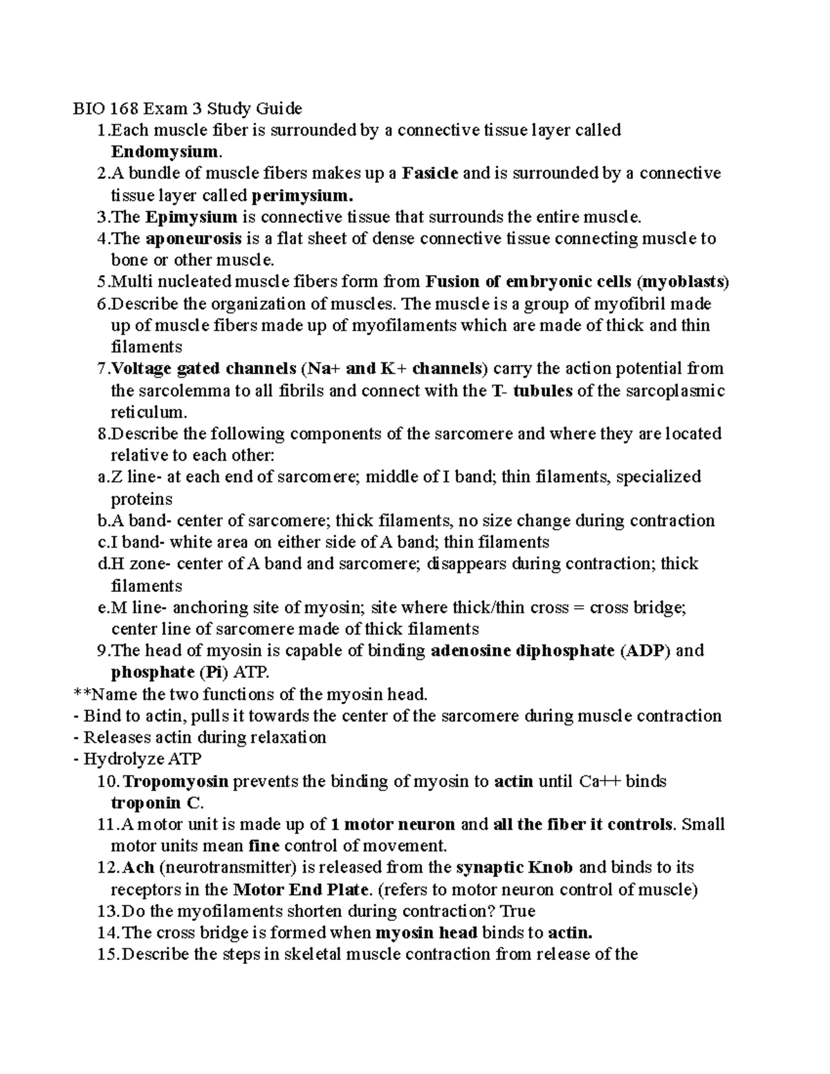 BIO 168 Exam 3 Comprehensive Study Guide for Spring Semester - Studocu