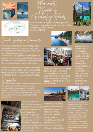 BTEC Level 3 Travel & Tourism Unit 2: Global Destinations Revision ...