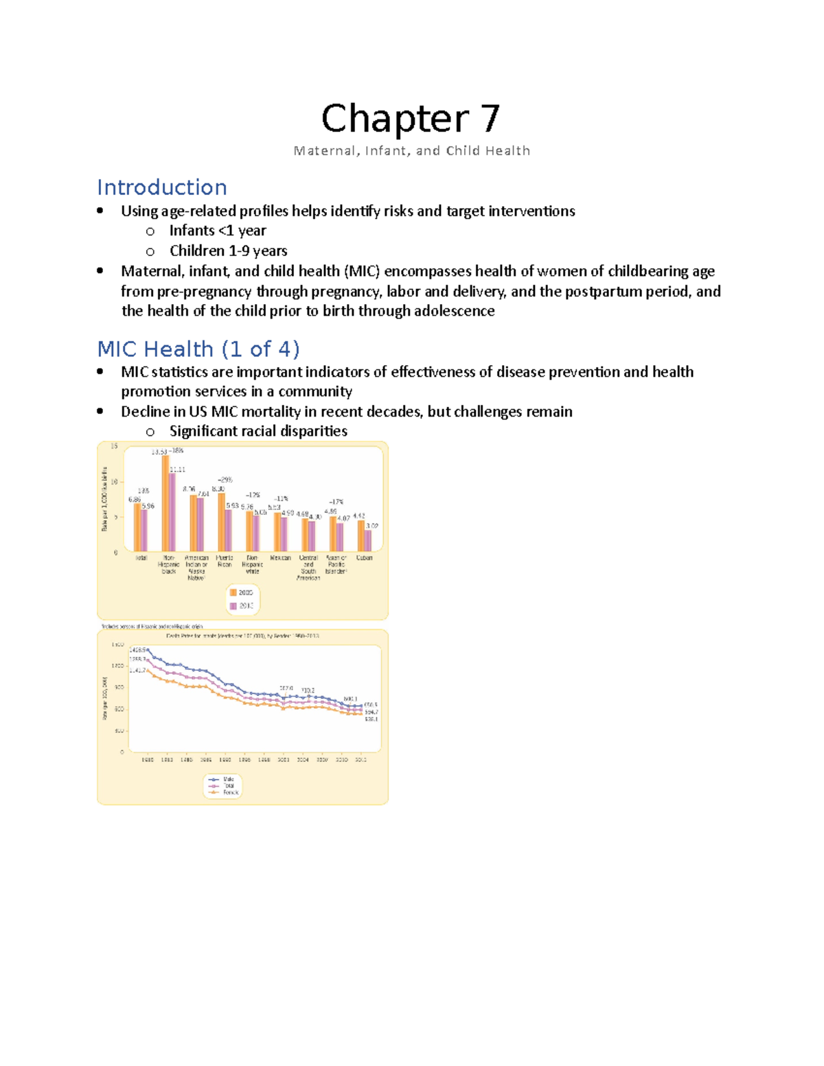 PUBH - Maternal, Infant, and Child Health - Chapter 7 Overview - Studocu