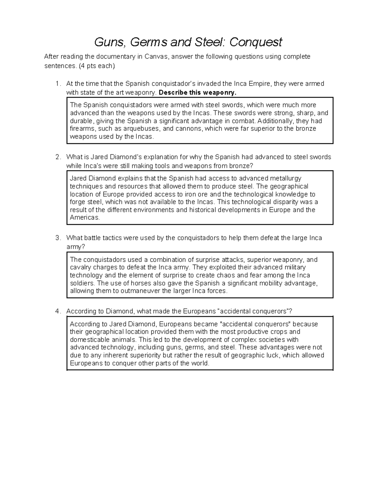 Copy of Guns, Germs and Steel Conquest - Guns, Germs and Steel ...