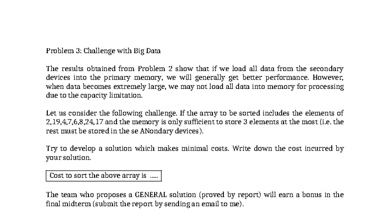 Midterm Problem 3: Sorting Challenge with Big Data - Studocu