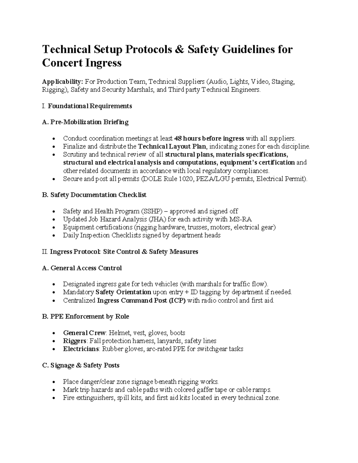 Technical Safety Setup Guidelines for Concert Ingress (TSG-2023) - Studocu