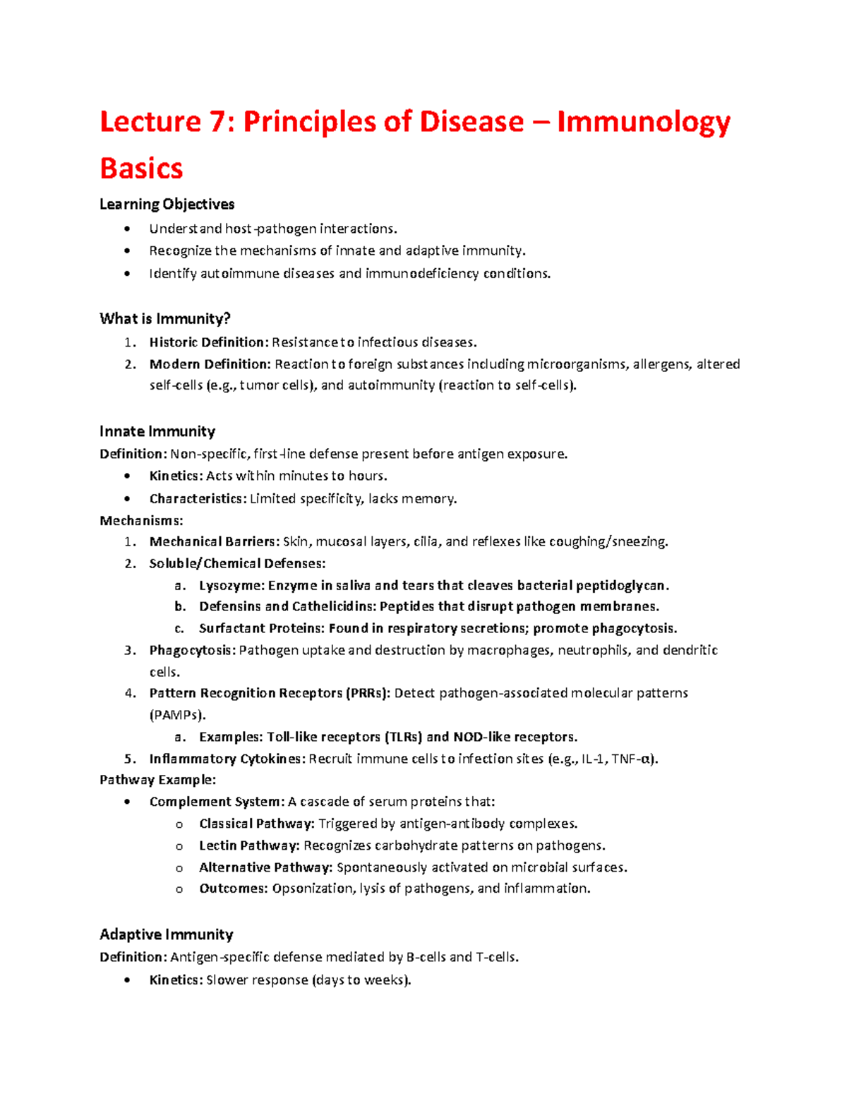 Immunology 101: Lecture 7 recap on disease principles and immunity ...