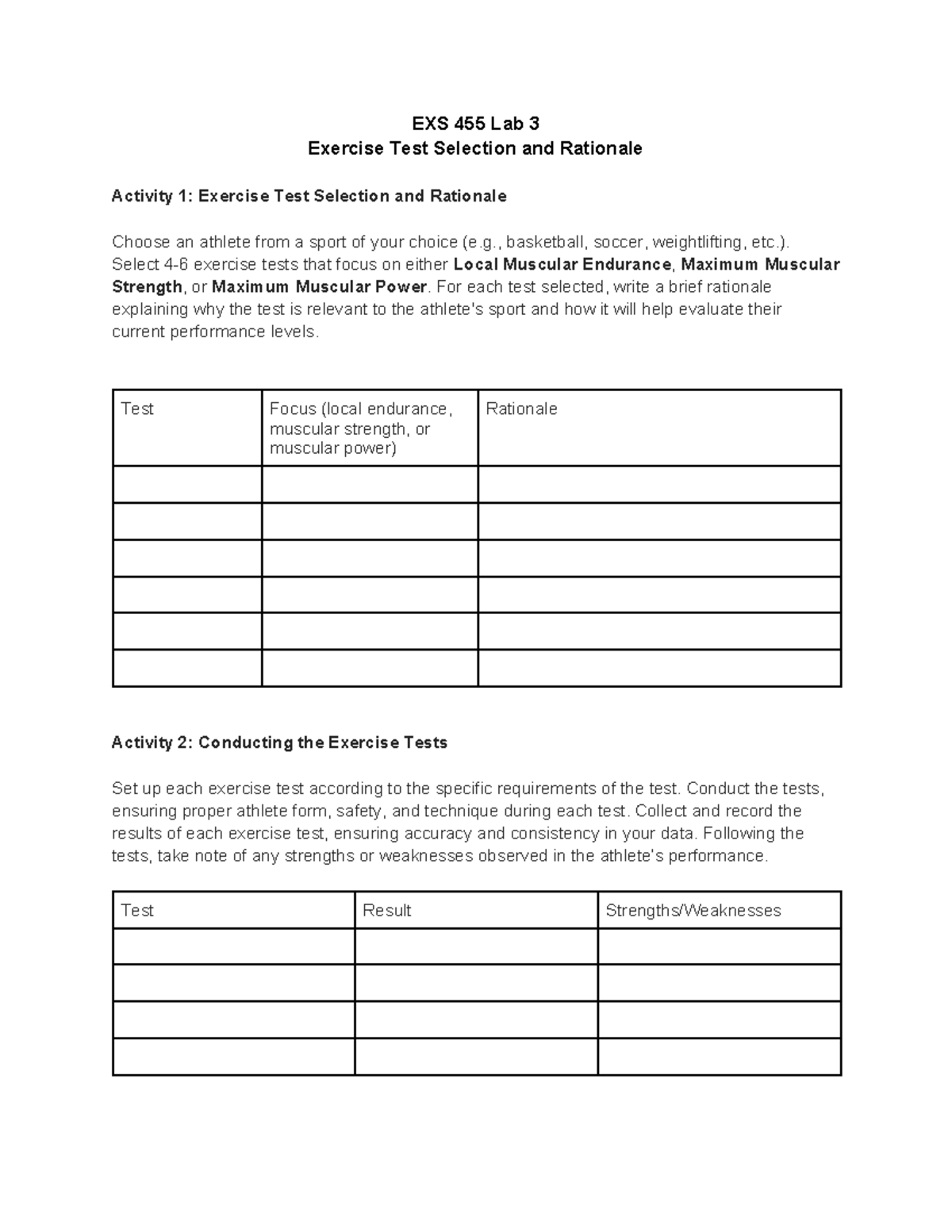 EXS 455 Lab 3 (24) - Lab Worksheet - EXS 455 Lab 3 Exercise Test ...