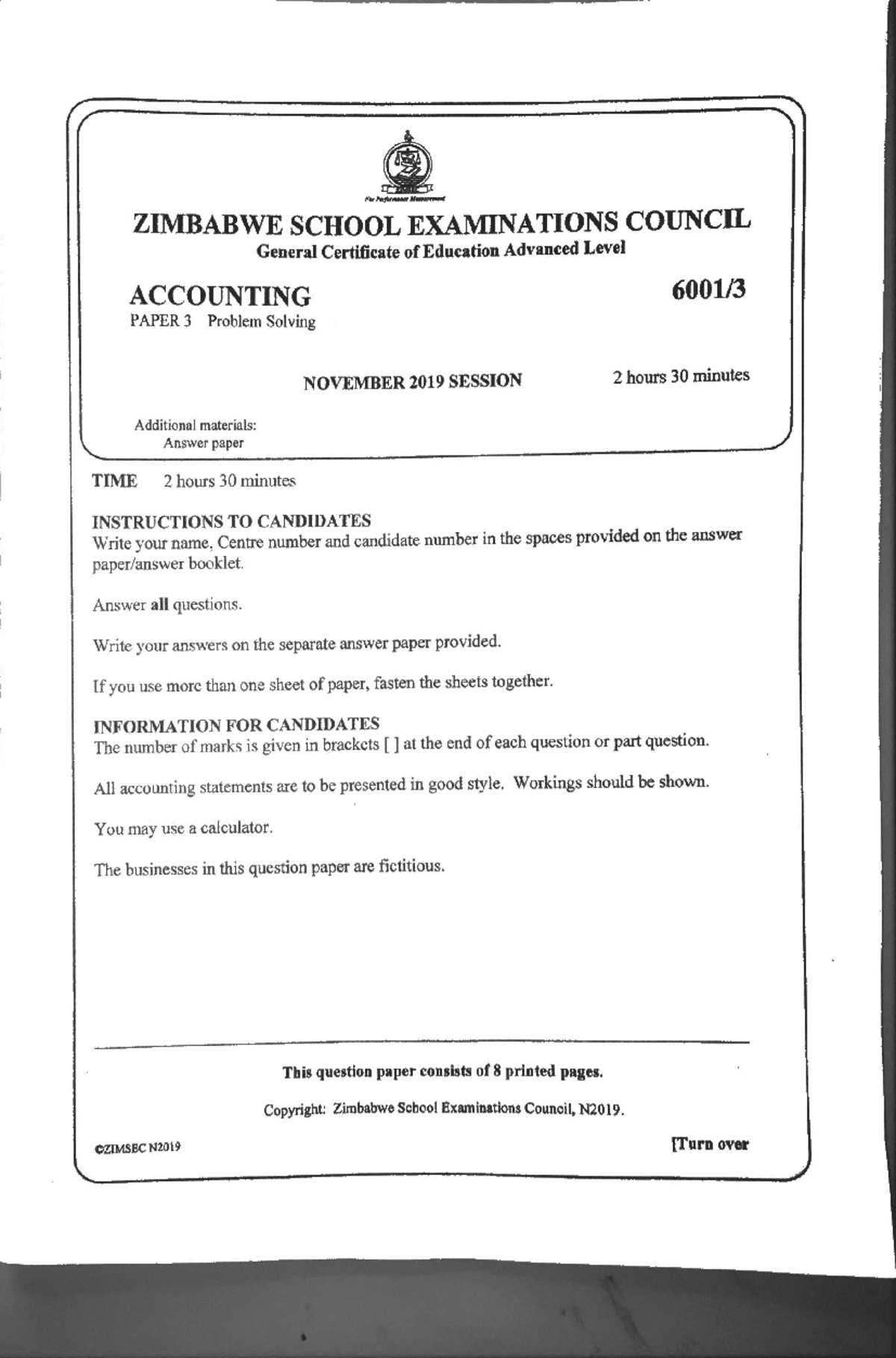 2019 N3QP - Accounting Paper 3 Study Notes for A-Level Success - Studocu