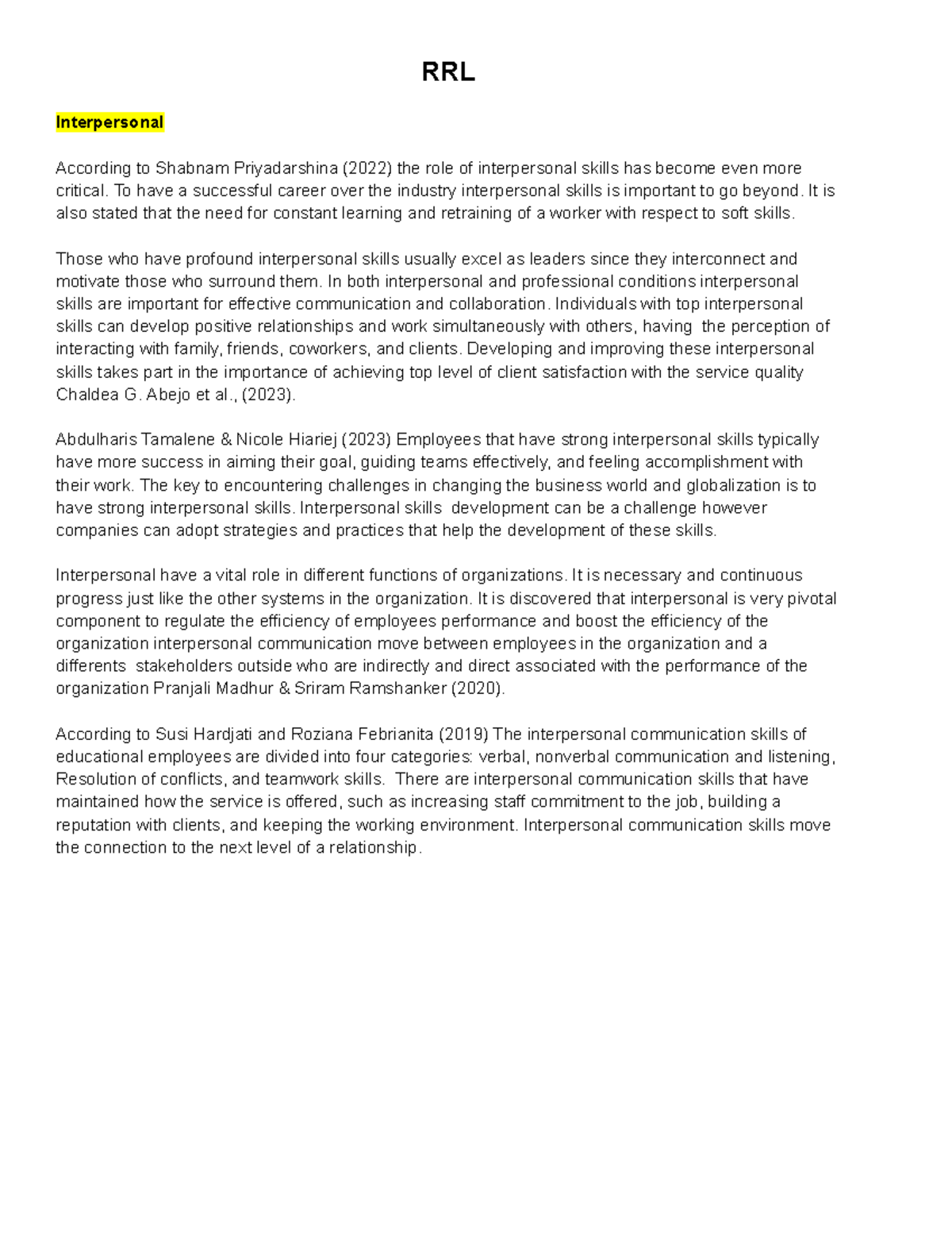 RRL Interpersonal Skills: Importance & Development Strategies - XZD ...