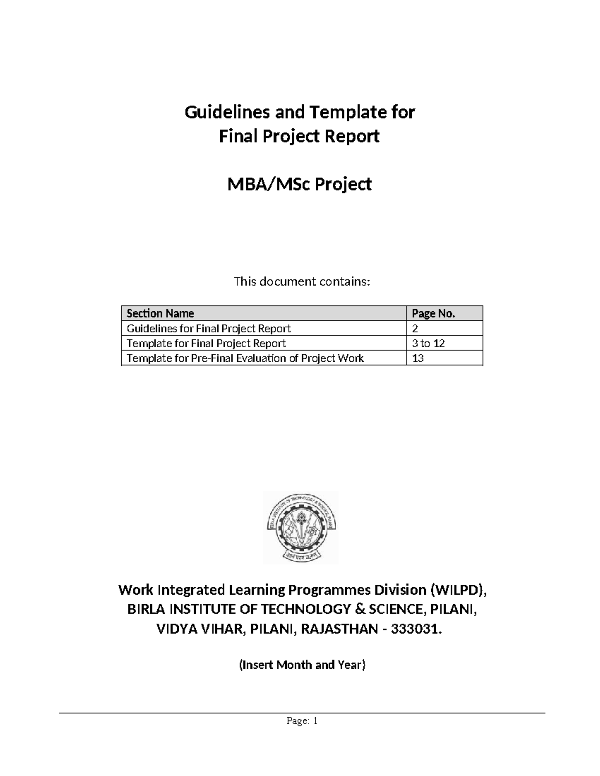 Guidelines and Template for Final Project Report - MBA-MSc-Project ...